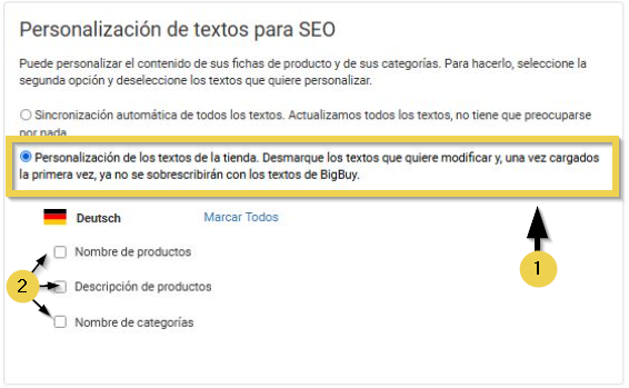 Una vez configurada esta opción, podrá modificar los textos directamente desde la configuración ...
